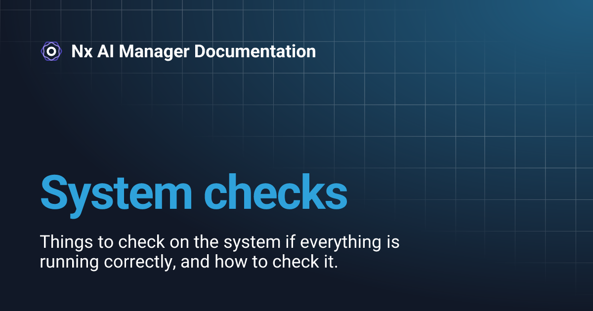 System checks | Nx AI Manager Documentation
