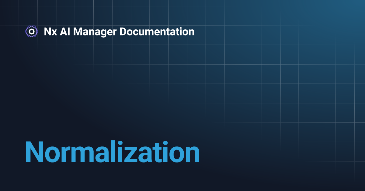 Normalization | Nx AI Manager Documentation